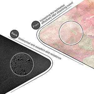 OTVEE Pink And White Roses Flowers Yoga Mat for Women Non Slip Ultra Thin 1 MM Travel Yoga Mat with Carrying Bag Suede Fitness Exercise Mat for Yoga Pilates Workout Routines Camping