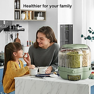 AHOUGER Cereal Dispenser Grain Dispenser Lentil Dispenser Upgrade 360° Rotating Food Dispenser with Lid Moisture Resistant Household, Dispenser Container for All Beans, Barley, Millet, Rice