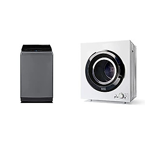 COMFEE’ Washing Machine 2.4 Cu.ft LED Washing Machine and Washer Lavadora Portátil Compact Laundry, Apartment Magnetic Gray & BLACK+DECKER BCED37 Portable Dryer, S, Load Volume 13.2 lbs, White