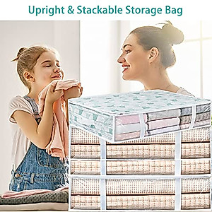 Lifeadhoc Storage Bags, 2 Pack Clothes Storage Bins, Foldable Under Bed Storage Containers, Closet Organizers, with Durable Handles Thick Fabric for Blanket Comforter Clothing Bedding 40L(Green)