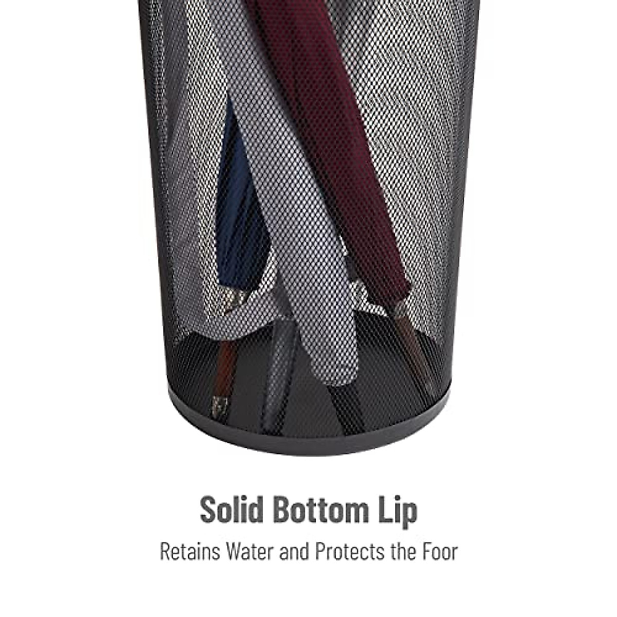 Mind Reader Umbrella Rack Stand For Canes Walking Sticks Umbrellas, Metal Mesh, Black