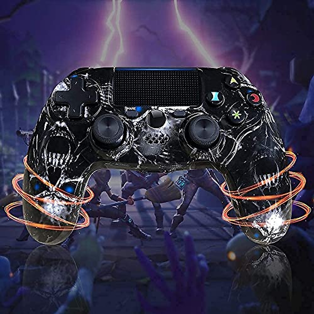 Kujian Controller for PS4 2 Pack Wireless Controller for Playstaion 4/Slim/Pro with Double Shock Gamepads Remote for PS4, Motion Sensor, Gaming Controller with 2 USB Charging Cord (Skull+Galaxy)
