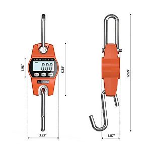 Outmate 660lb/300kg Digital Crane Scale - Compact LCD Handheld Hanging Scale for Garage, Farm, Hunting, Fishing & More(300kg/Plastic/Orange)