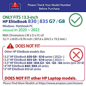 mCover Case Compatible ONLY for 2020~2022 13.3" HP EliteBook 830 G7 / G8 (Intel CPU) | EliteBook 835 G7 / G8 (AMD CPU) Series Windows Laptop (NOT Fitting Any Other HP Models) - Black