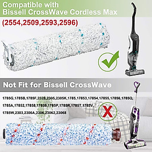 LesinaVac Replacement 2787 Brush Roll and Vacuum Filter 1866 for Bissell CrossWave Cordless Max 2554 2590 2593 2596 Series Vacuum (2 Brush Rolls and 2 Vacuum Filters)