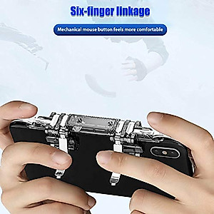 DragonPad 6 Finger Controller Trigger Game Fire Button Handle Gamepad for PUBG iOS Android As Shown