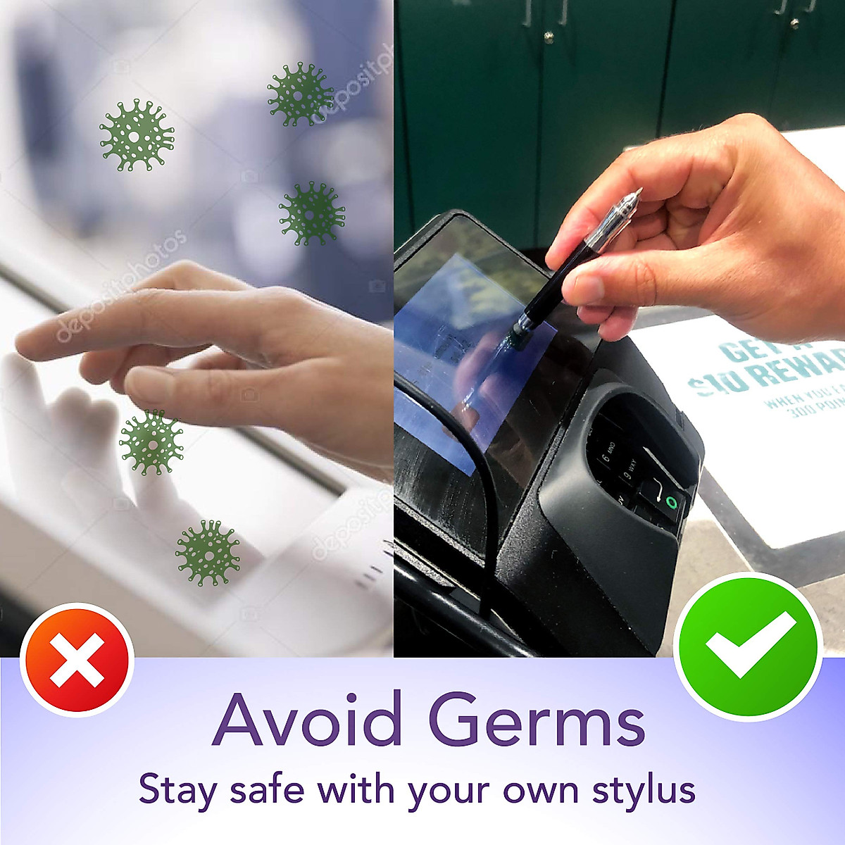 Stylus Pen Keychain (2 Pack) - No Touch, 2-in-1 Accessory - Mini Stylus Keychain Pen - 2 Pack