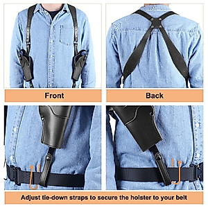 Dual Shoulder Holster, PU Leather Gun Holster Adjustable Concealment Holster for Men Women(Include Spare Screws) Black