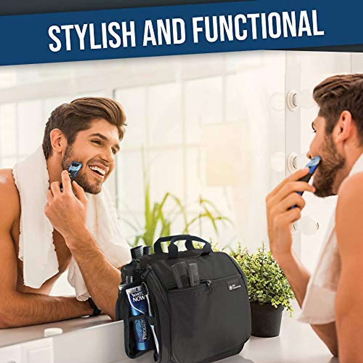 D&D Hanging Travel Toiletry Bag for Men and Women – Cosmetics, Makeup and Toiletries Organizer Kit with 10 Compartments, YKK Zippers, XXL Metal Swivel Hook, Water-Resistant Nylon