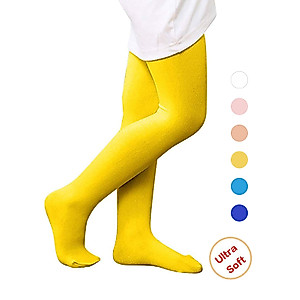 Century Star Ballet Dance Tights Footed Ultra-Soft Kids Super Elasticity School Uniform Tights For Girls 1 Pack Yellow 6-9 Years
