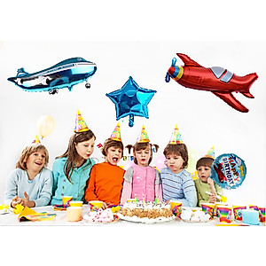 6 Pcs Airplane Balloons,Aviator Adventure Airplane Theme Balloons Baby Shower Birthday Party Supplies Decorations