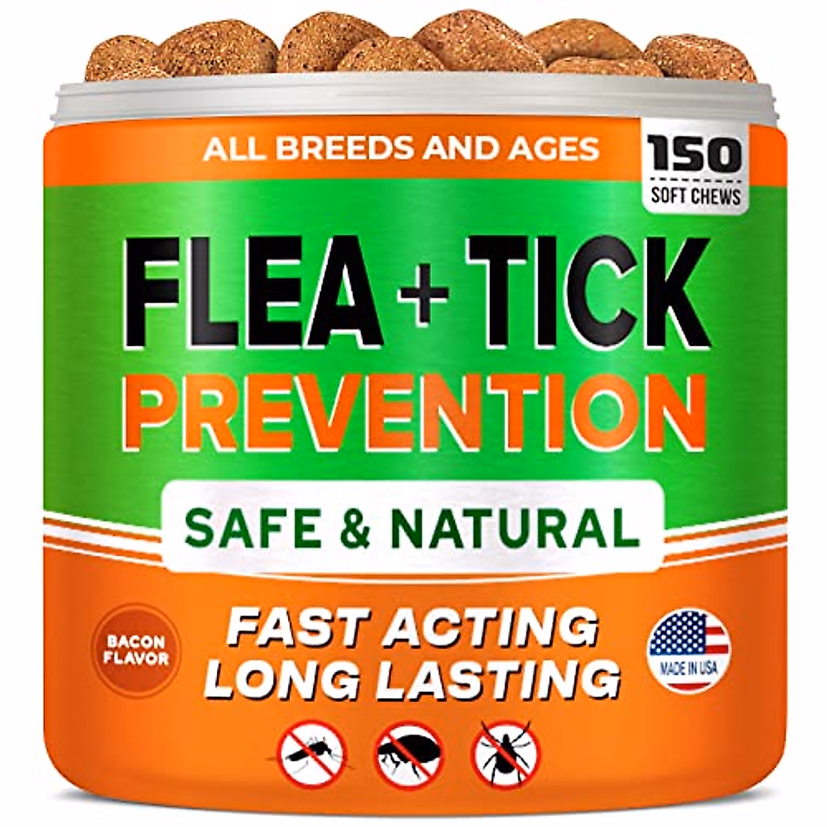 Natural Flea & Tick Prevention for Dogs Chewable Tablets - Flea & Tick Control Supplement - Oral Flea Pills for Dogs - All Breeds and Ages - Soft Chews Made in USA