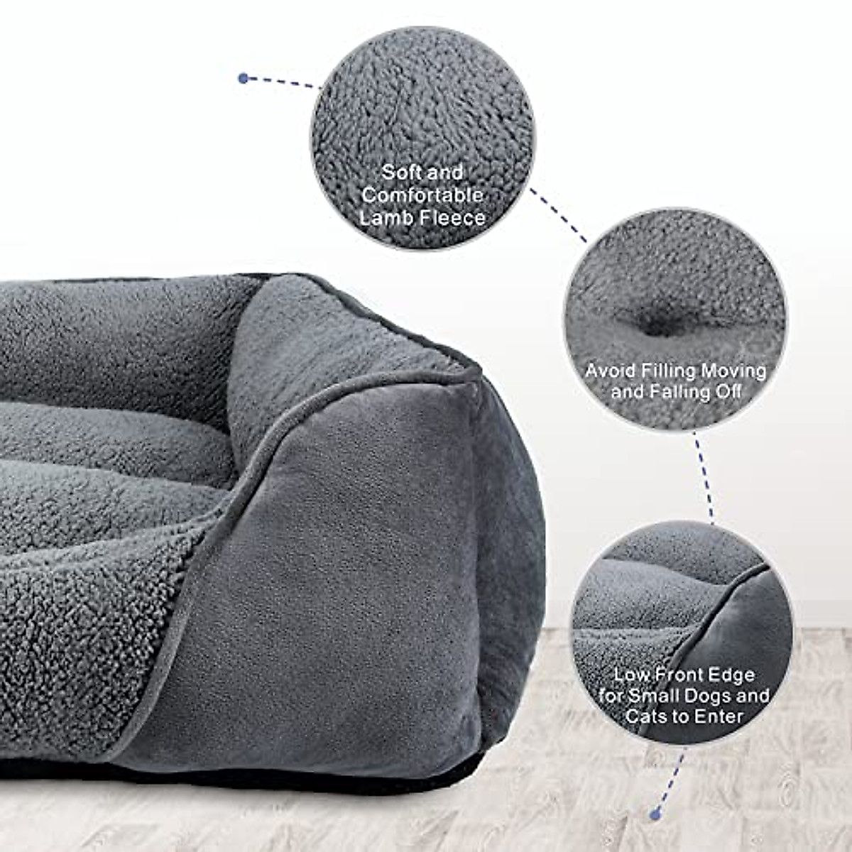 AIPERRO Dog Bed,Small Dog Beds,Cozy Small Pets Friendly Design Machine Washable Rectangle Cat Bed,Orthopedic Calming Dog Sofa Bed Soft Sleeping Puppy Beds,Breathable Cuddler and Nonskid Bottom 20x19
