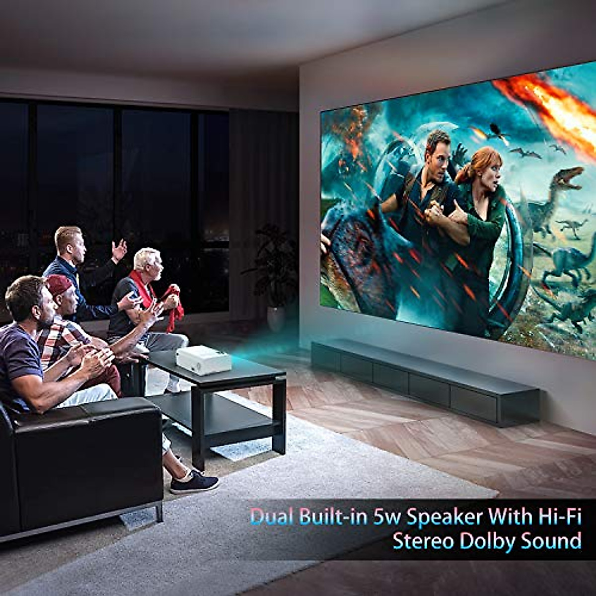 Mini WiFi Projector Full HD 1080P Projector Compatible with PC Firestick TV Box USB Drive Chromecast