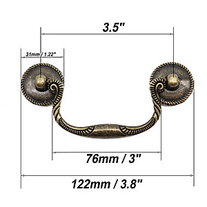 binifiMux 2-Pack 3.5 Inch Antique Vintage Cupboard Cabinet Drawer Pulls Handles, 2 Holes