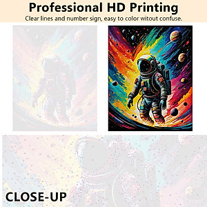 DIY Astronaut Paint by Numbers, Nebula Paint by Numbers for Adults, Magical Alien World Art Painting Adult Paint by Numbers Kits on Canvas Paint by Numbers for Adults Beginner 16"x20" without Frame