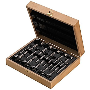Fisch FSA-196037 16pce Wave Cutter Forstner Bit Set In Custom Wooden Box, Includes bits from 1/4-Inch up to 2-1/8-Inch