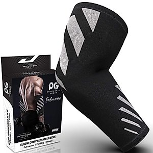 Elbow Compression Sleeve for Men & Women - Elbow Brace for Tendonitis and Tennis Elbow Relief, Golf Elbow, Joint Pains, Bowling, Weightlifting in Premium Breathable Fabric (1 Piece GREY Medium)