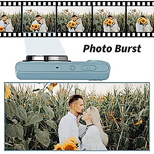 Saneen Digital Camera, 4K Kids Camera with 32GB SD Card and 2 Rechargeable Batteries, 48MP & 16X Digital Zoom Compact Point and Shoot Photography Cameras for Kids, Beginners, Elder - Blue