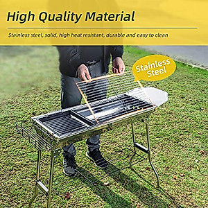 Portable Charcoal Grill,Outdoor BBQ Grill for Christmas Picnic, Thanksgiving Family Gathering and Backyard Barbecue,With Storage Bag & Non-Stick Frying Pan