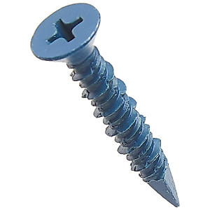 SNUG Fasteners (SNG480) 100 Qty 3/16 x 1-1/4 Flat Head Phillips Diamond Tip Concrete Screws to Anchor Masonry, Block & Brick, Count