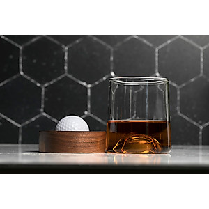 JEM GLASS Personalized golf coaster and whiskey glasses: Golf accessories for men and women golfers; Cool holiday basket for men and women that golf (2 Glasses, Not Personalized)