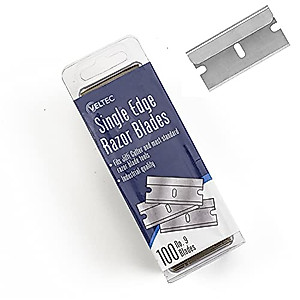 Veltec Standard #9 Single Edge Industrial Razor Blades, Box of 100, Cuts Boxes and Cords, Removes Paint, Labels and Decals (VB009)