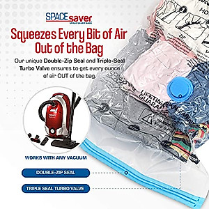 Spacesaver Vacuum Storage Bags (Electric Pump + Variety 10-Pack) Save 80% on Clothes Storage Space - Vacuum Sealer Bags for Comforters, Blankets, Bedding, Clothing - Compression Seal for Closet Storage.