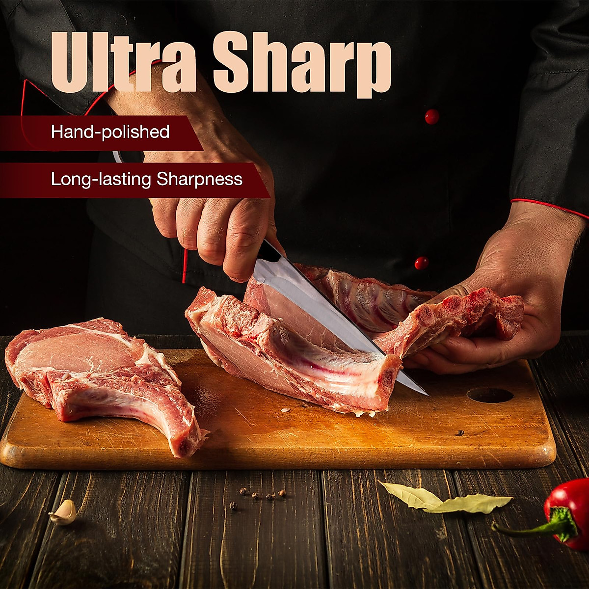 TrDLam Boning Knife, 6 Inch Deboning Knife for Cutting Meat High Carbon Steel Ultra Sharp Full Tang & Ergonomic Japanese Knife, Hand Forged Fish Fillet Knives with Sheath Ideal For Gift