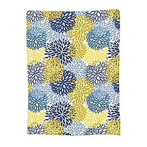 Abucaky Blue Yellow Navy Chrysanthemum Flowers Fleece Throw Blanket Ultra Soft Cozy Decorative Flannel Blanket All Season for Home Bed Couch Chair Travel 80x60in