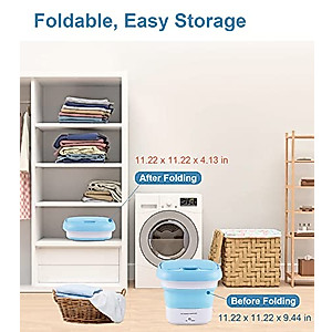 Portable Washing Machine, Mini Washer, Foldable Small Washer for Underwear, Socks, Baby Clothes, Towels, Delicate Items (Blue)