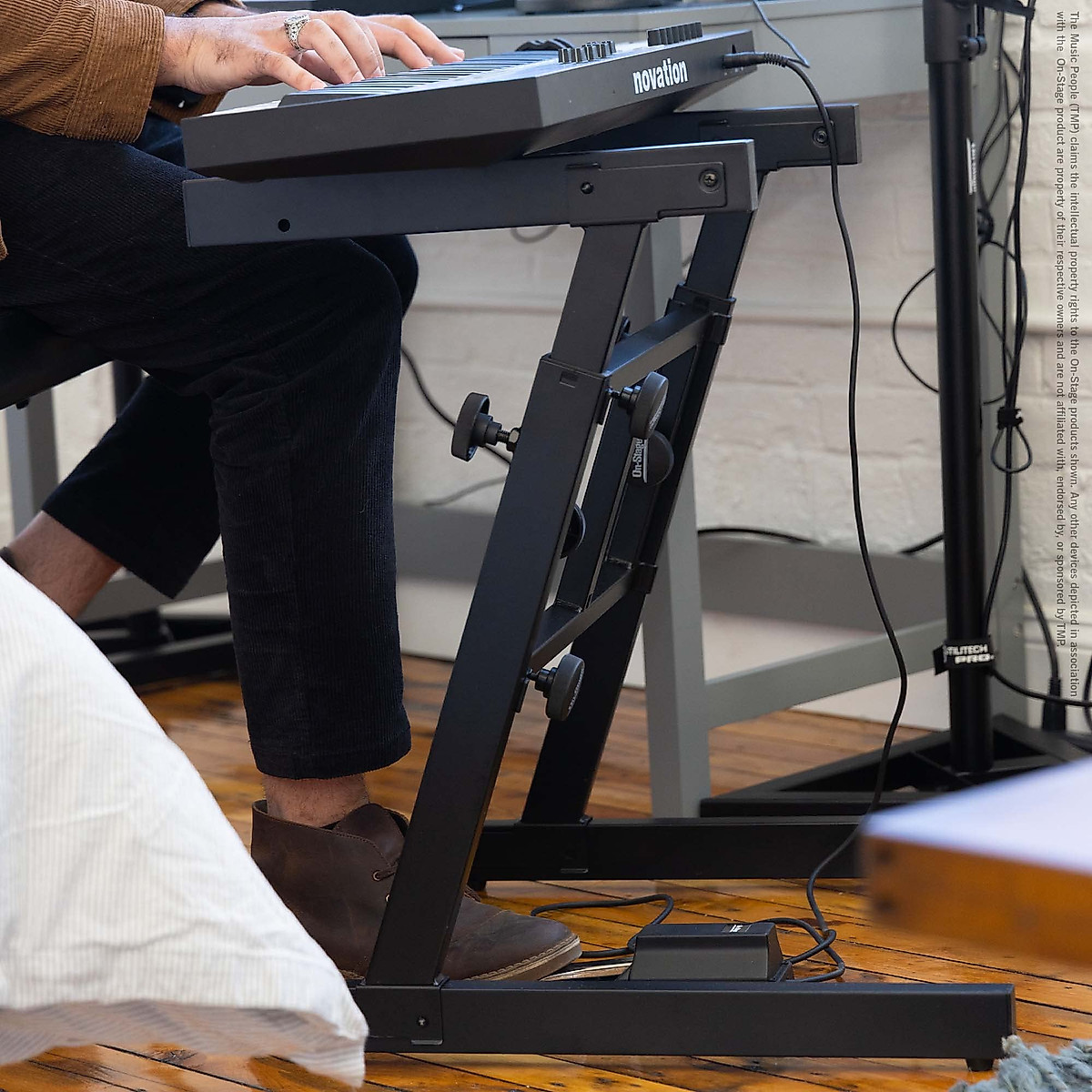 OnStage KS7350 Pro Heavy-Duty Folding-Z Keyboard Stand, Black