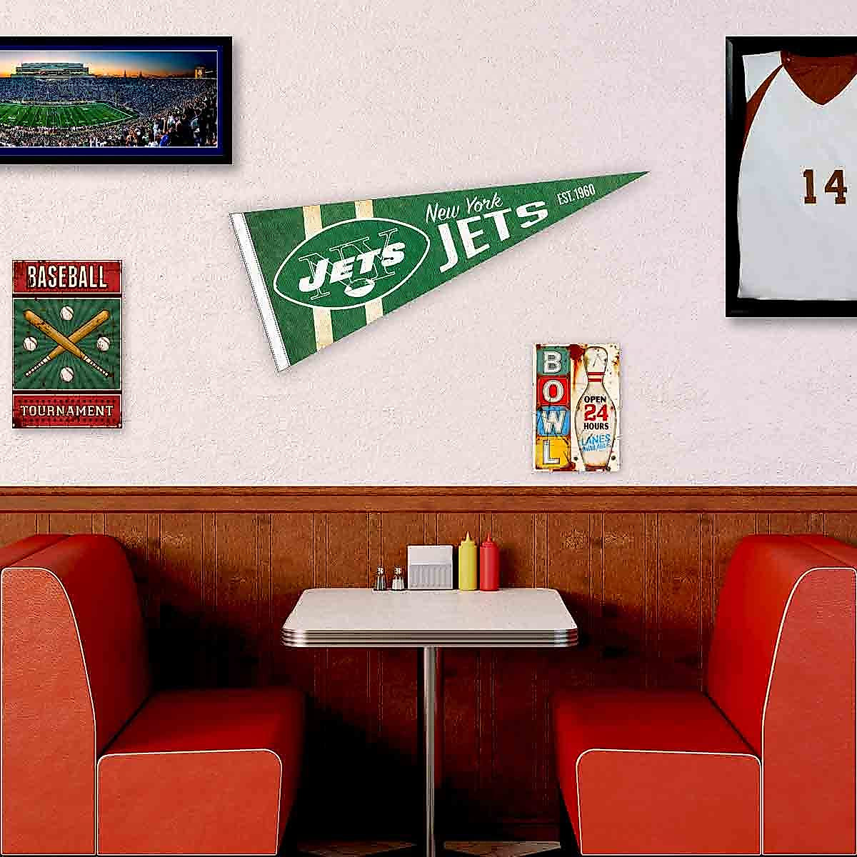 New York Jets Throwback Vintage Retro Pennant Flag