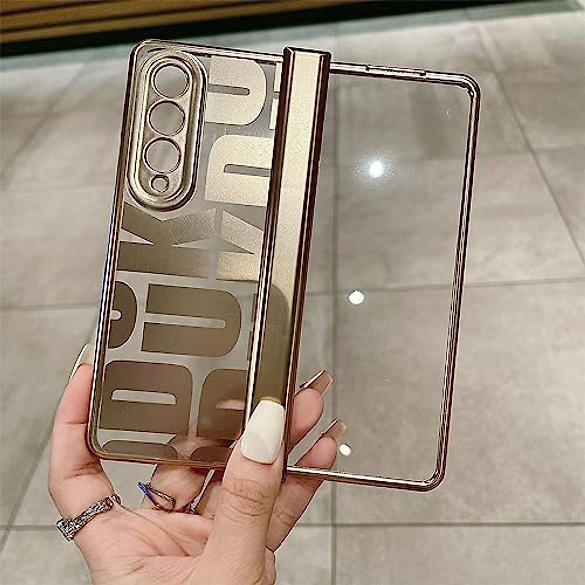 Compatible with Galaxy Z Fold 4 Case with Built-in Screen Protector | Hinge Protection | Full Body Ultra-Thin Anti-Scratches Shockproof Protective Phone Cover for Samsung Galaxy Z Fold4, Gold