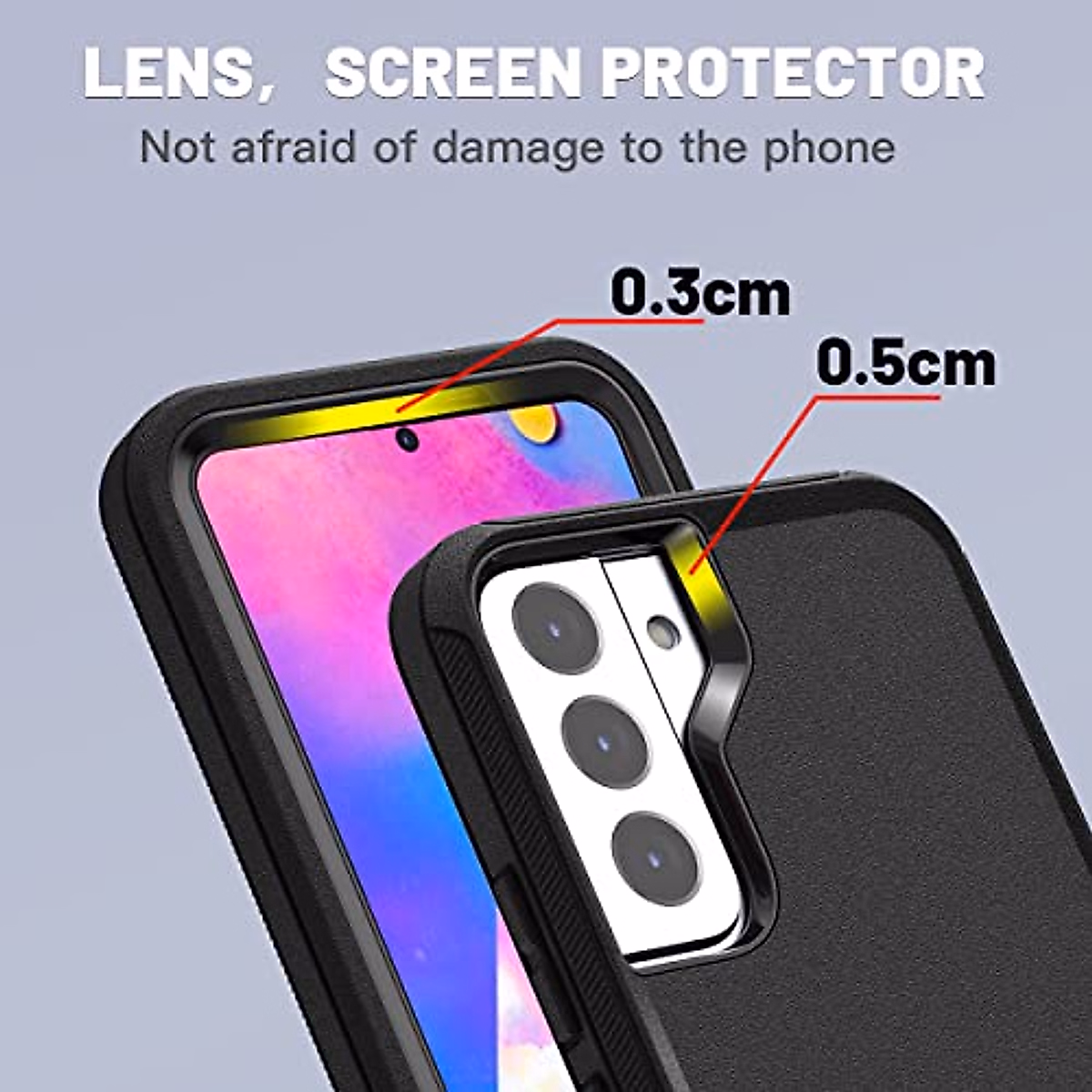 AICase for Galaxy S22 Plus Case with Screen Protector, Heavy Duty Drop Protection Full Body Rugged Shockproof/Dust Proof Military Protective Tough Durable Phone Cover for Samsung Galaxy S22 Plus 6.6“
