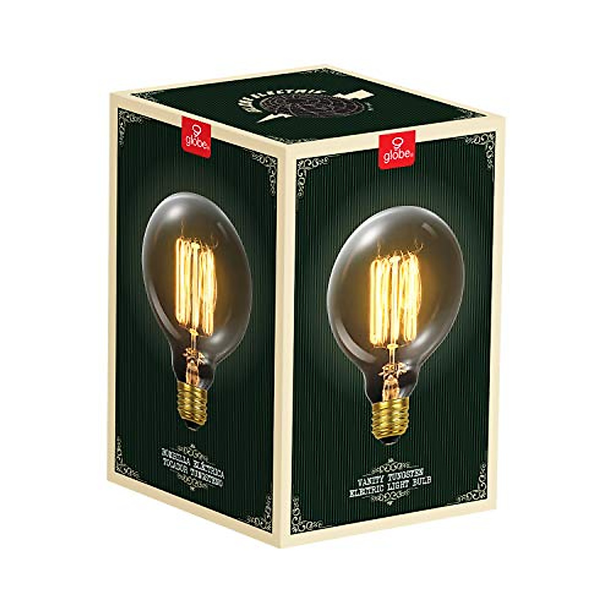 Globe Electric 60W Vintage Edison G30 Vanity Tungsten Incandescent Filament Light Bulb, E26 Standard Base, 245 Lumens