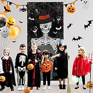 Halloween Scary Skeleton Door Cover Decorations Halloween Skull Party Banner Decor Day of the Dead Scary Skeleton Door Cover for Halloween Party Haunted House Decorations(35.4"x 72.8")