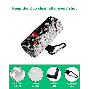 Golf Towel Christmas Gnome Pine Needle Xmas Tree Gift,Waffle Pattern Microfiber Club Cleaner Golf Towels with Carabiner Clip for Women Men Dad,Winter Snow Golf Towel for Golf Bags Accessories,24x16in