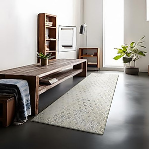 Phantoscope Hallway Runner Rug 2'x6' - Boho Washable Non-Slip Kitchen Rug Runner Ultra-Thin Geometry Distressed Accent Throw Rug for Entryway Laundry Bathroom Bedroom, Teal Floral/Beige