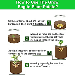 JJGoo 4 Pack Potato Grow Bags 10 Gallon with Flap, Heavy Duty Fabric Grow Bags with Handle and Harvest Window, Non-Woven Planter Pot Plant Garden Bags to Grow Vegetables Potato Tomato, Black