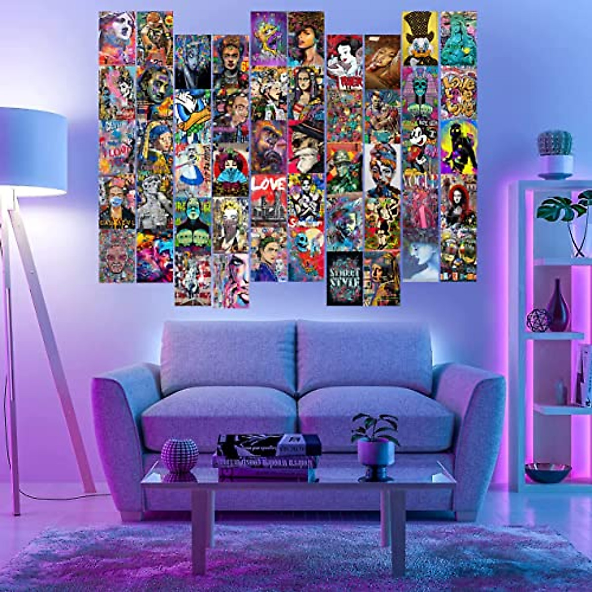LIYA 50PCS Banksy Aesthetic Wall Collage Kit for Teen Boys and Girls - 4x6 inch - Hypebeast Room Decor, Graffiti Street Art Set, Famous Artists Pop Art, Posters for Room Aesthetic, Bedroom Wall Decor, Teen Room Decor, Trendy Wall Prints Kit, Graffiti Post