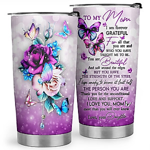Mom Rose 20oz Stainless Steel Tumbler - Mom Gifts from Daughters - Mom Birthday Gifts, Christmas Gifts for Mom from Daughter, Valentines Day Gifts for Mom