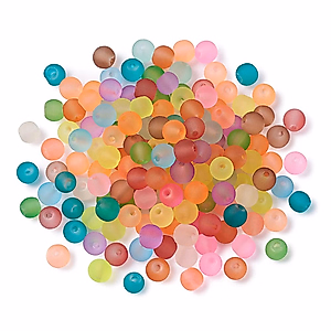 500pcs Frosted Glass Round Spacer Beads 6mm Mixed Color Mini Loose Beads for Necklace Bracelet Jewelry Making Craft DIY Accessories