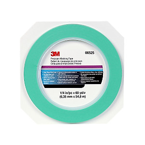 3M Precision Masking tape, 06525, 1/4" x 60 yds, Crisp, Sharp Lines for Automotive Paint Masking, 1 Roll