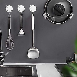 Powerful Vacuum Suction Cup Hooks, 2 Pack Heavy Duty Removable Waterproof Shower Hooks for Towel Bathrobe Coat, Strong Stainless Steel Hooks for Bathroom Kitchen, No Drilling Towel Hanger