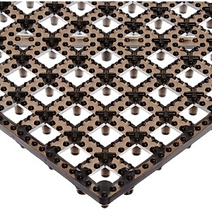 San Jamar Versa-Mat Plastic Interlocking Bar Mats, Black, (Set of 12)