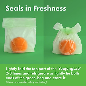 YoojungLab Green, Food Storage Bags, 14.17" 18.11" 100bags, Keep Fresh Produce Bags, Food Saver Storage for Fruits, Vegetables, Flowers, BPA FREE, HDPE, Green-Bag, Plastic Bread Bags, Eco-Friendly