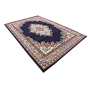 Unique Loom Reza Collection Traditional Persian Style Area Rug, 6 x 9 ft, Navy Blue/Ivory