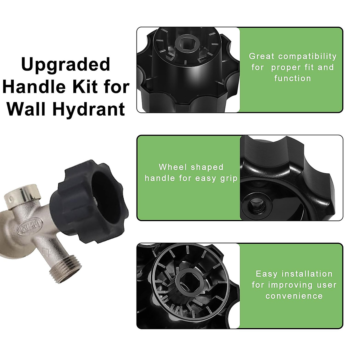 Bonbo Replacement for 630-7965 Wall Hydrant Handle Kit, for 300/400/500 Series Mansfield Wall Hydrant, Wheel Shaped Handle