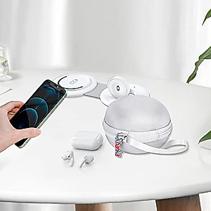 Khanka Hard Travel Case Replacement for UCOMX Nano Magnetic 2 in 1 Wireless Charger, Wireless Folding Charging Station, Case Only (White)